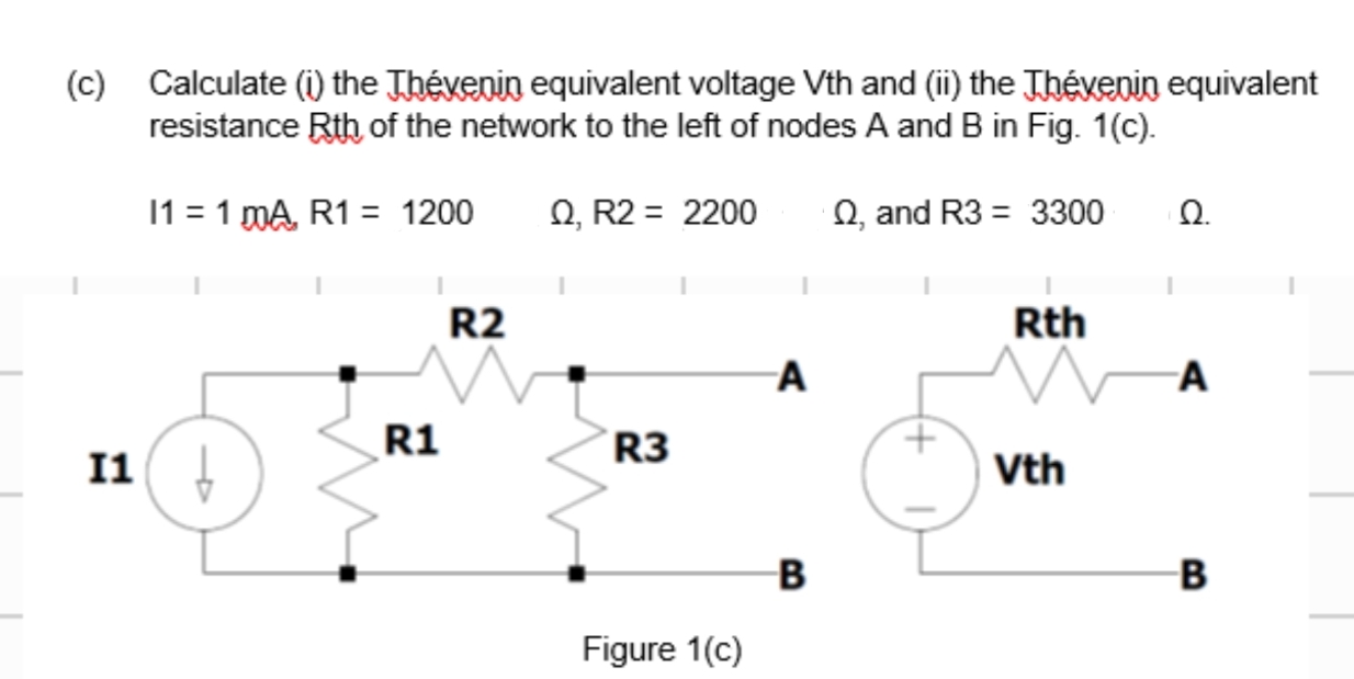 Solved Calculate (i) ﻿the Thévenin equivalent voltage Vth | Chegg.com