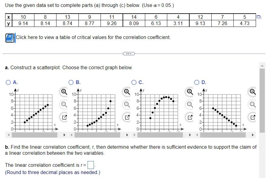 Solved Use the given data set to complete parts (a) through | Chegg.com