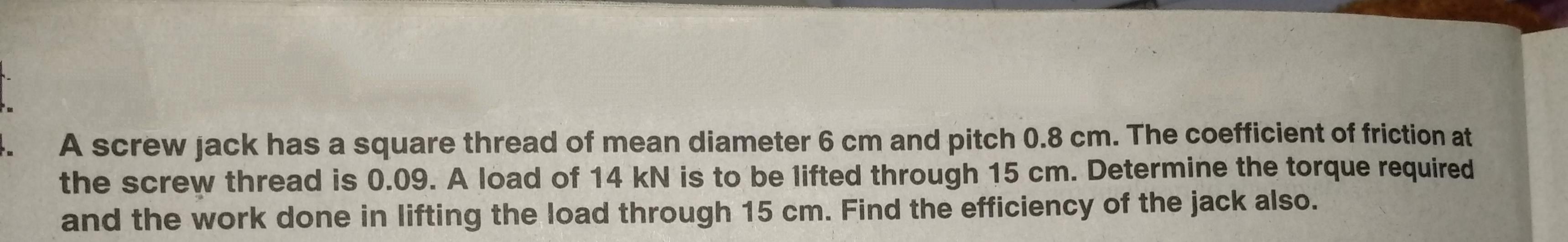 Solved .. A screw jack has a square thread of mean diameter | Chegg.com