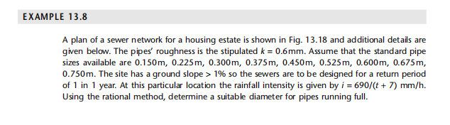 EXAMPLE 13.8 A plan of a sewer network for a housing | Chegg.com