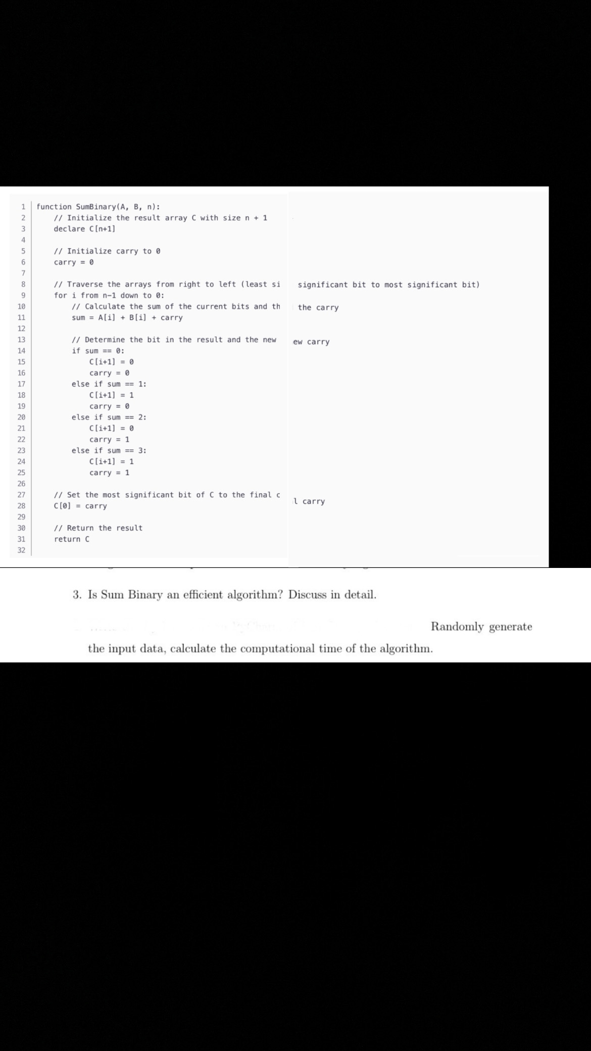 Solved function SumBinary(A,B,n) : // Initialize the result | Chegg.com