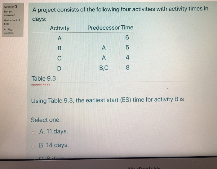 Solved Question 3 A project consists of the following four | Chegg.com