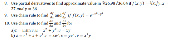 Solved 8. Use partial derivatives to find approximate value | Chegg.com