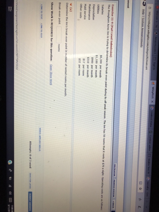 Solved Exercise 11-9 (Part Level Submission) The Pronghorn | Chegg.com