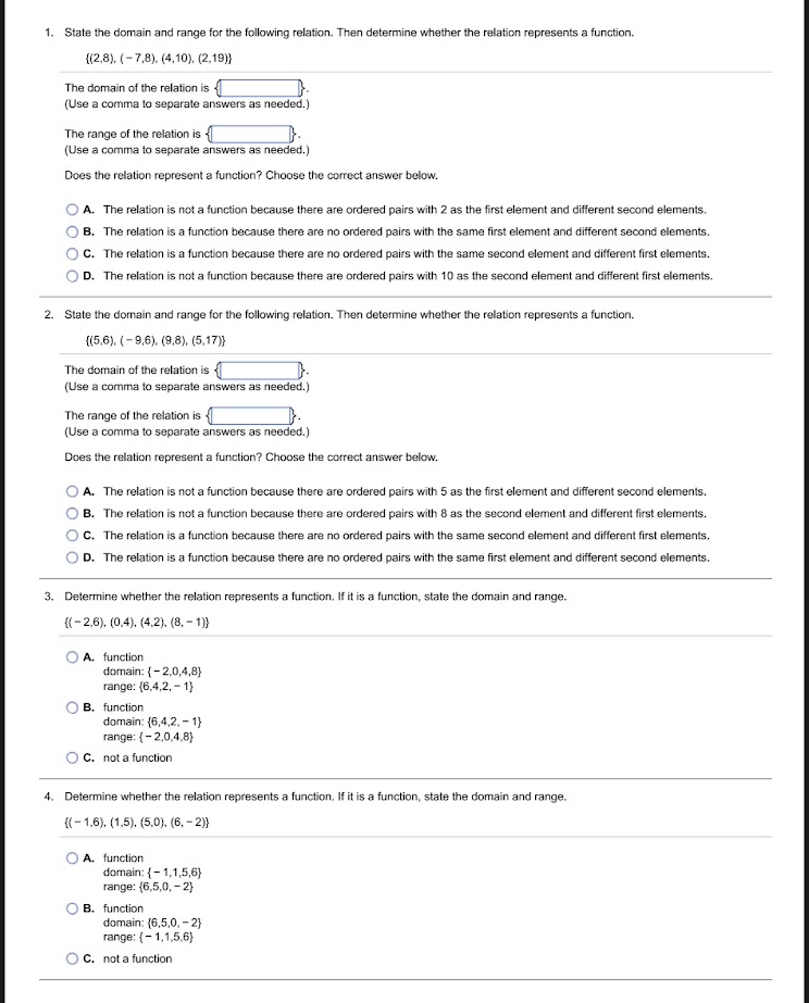 Solved State the domain and range for the following | Chegg.com