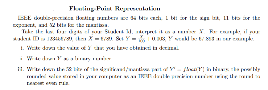 Solved Floating-Point Representation IEEE double-precision | Chegg.com