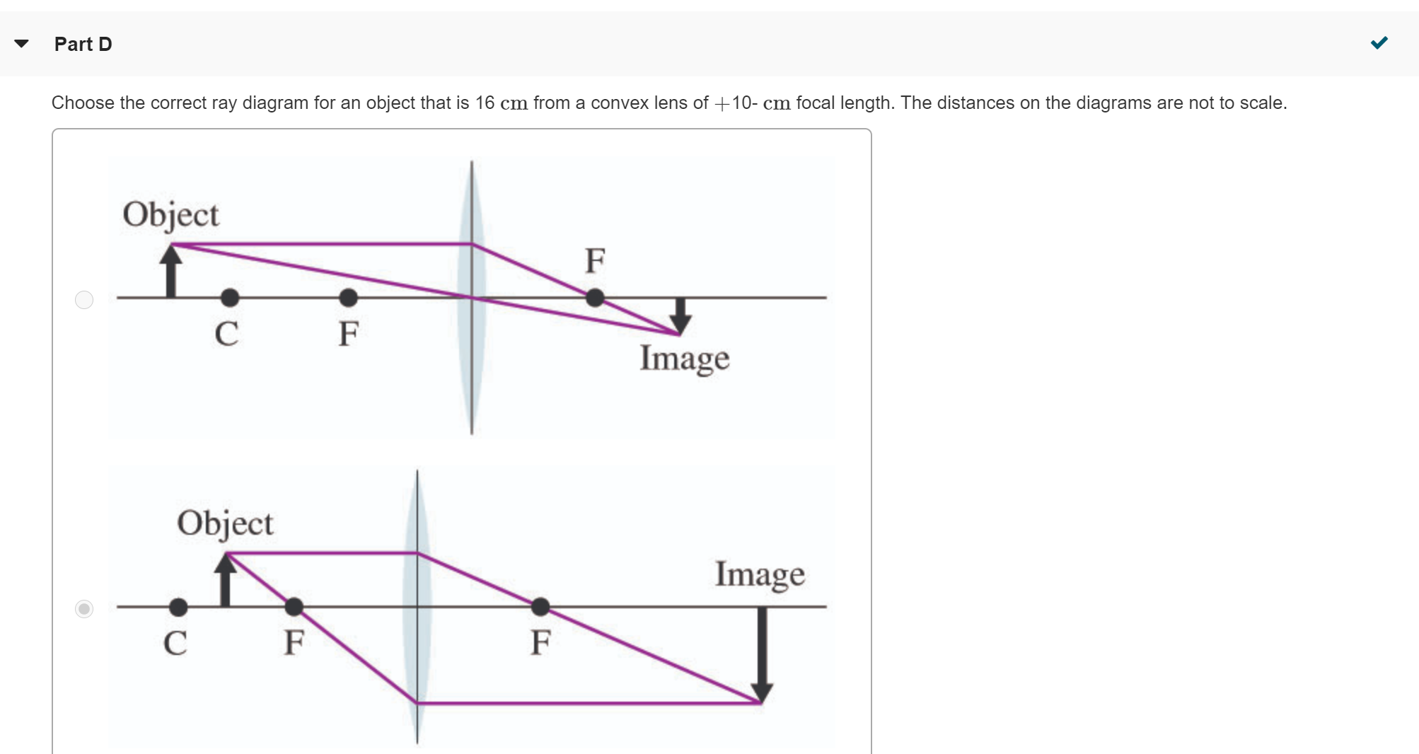 Solved Part A Choose the correct ray diagram for an object | Chegg.com