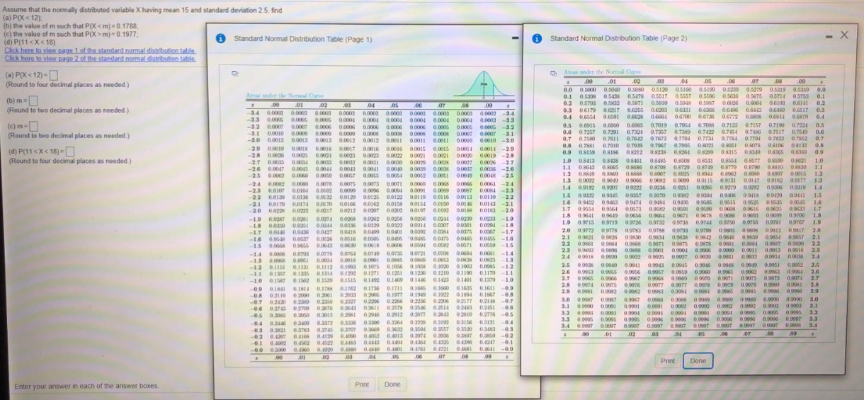 Solved Standard Normal Distribution Table (Page 2) - X 90 1 | Chegg.com