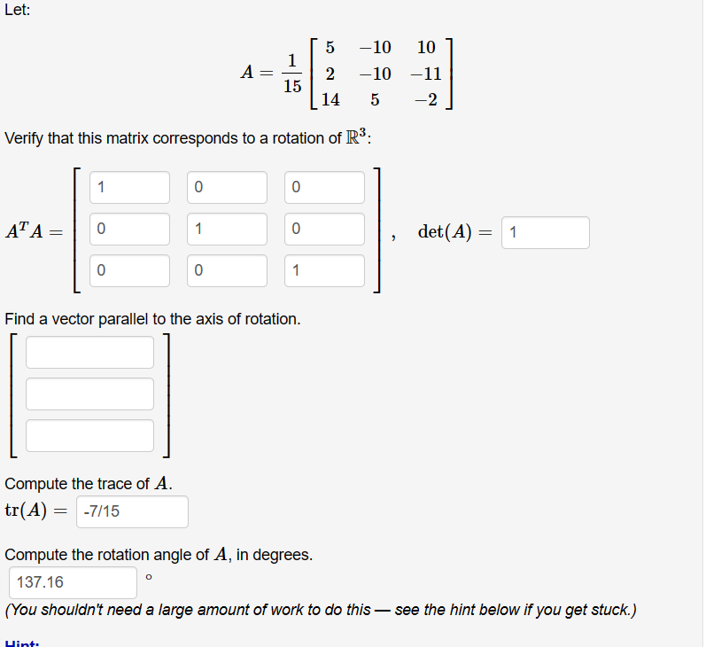 Solved Let: A=151⎣⎡5214−10−10510−11−2⎦⎤ Verify that this | Chegg.com