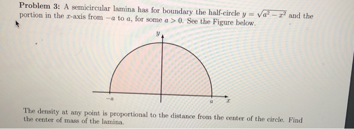 Solved Problem 3: A semicircular lamina has for boundary the | Chegg.com