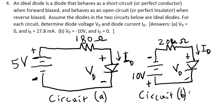 Solved 4. An ideal diode is a diode that behaves as a | Chegg.com