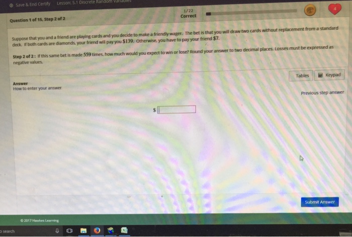 Solved ® Save & End Certify Lesson: 5.1 Discrete Randon V | Chegg.com