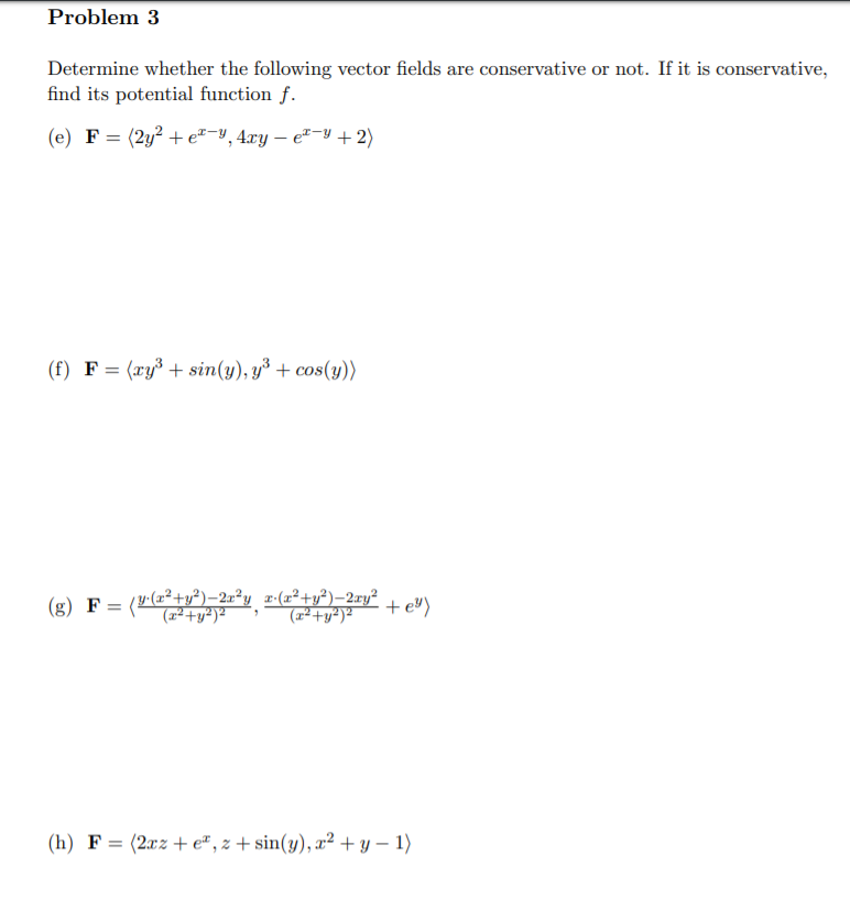 Solved Problem 3 Determine whether the following vector | Chegg.com