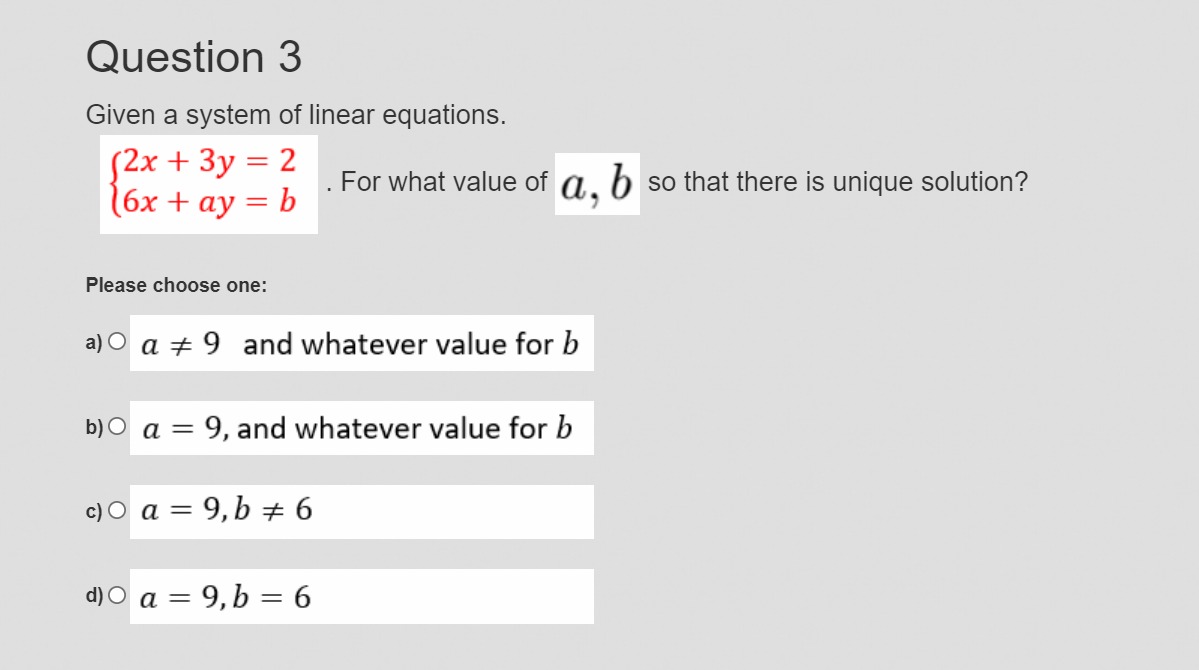 Solved Question 3Given a system of linear | Chegg.com