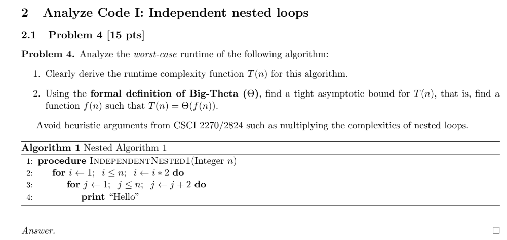 Solved 2 ﻿Analyze Code I: Independent nested loops2.1 | Chegg.com