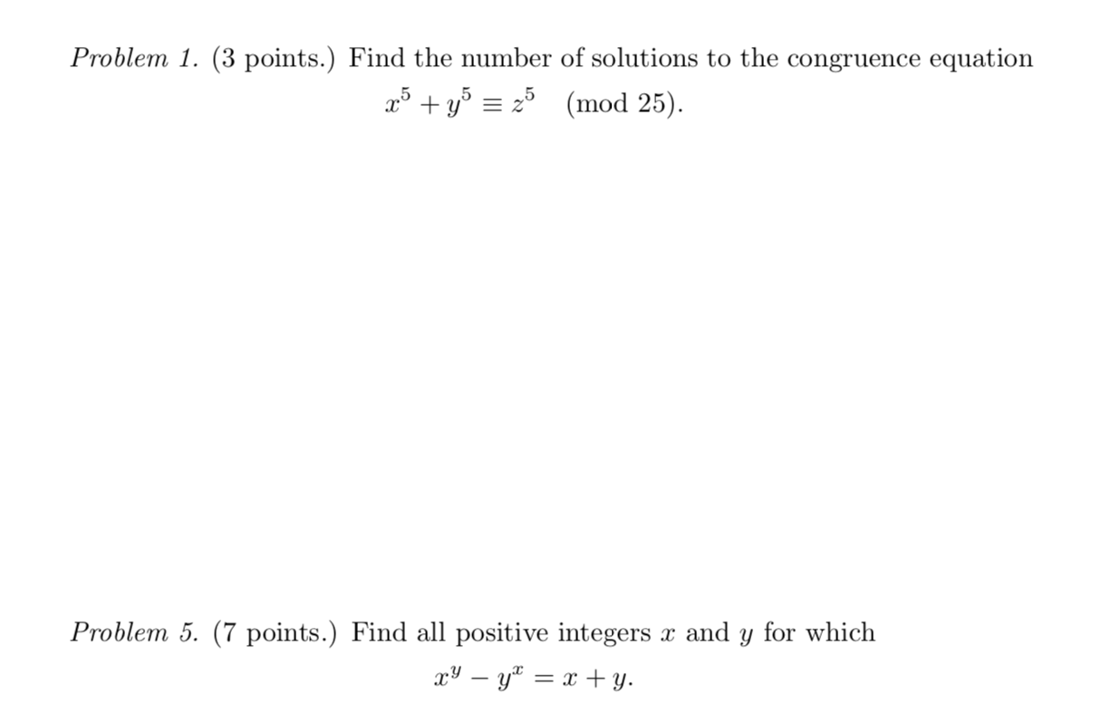 Solved Problem 1. (3 points.) Find the number of solutions | Chegg.com