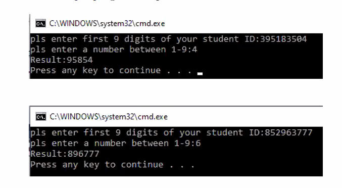 Solved C. C:\WINDOWS\system32\cmd.exe pls enter first 9 | Chegg.com