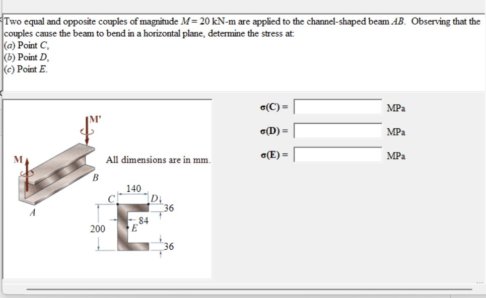 Solved Two Equal And Opposite Couples Of Magnitude M 20kn M