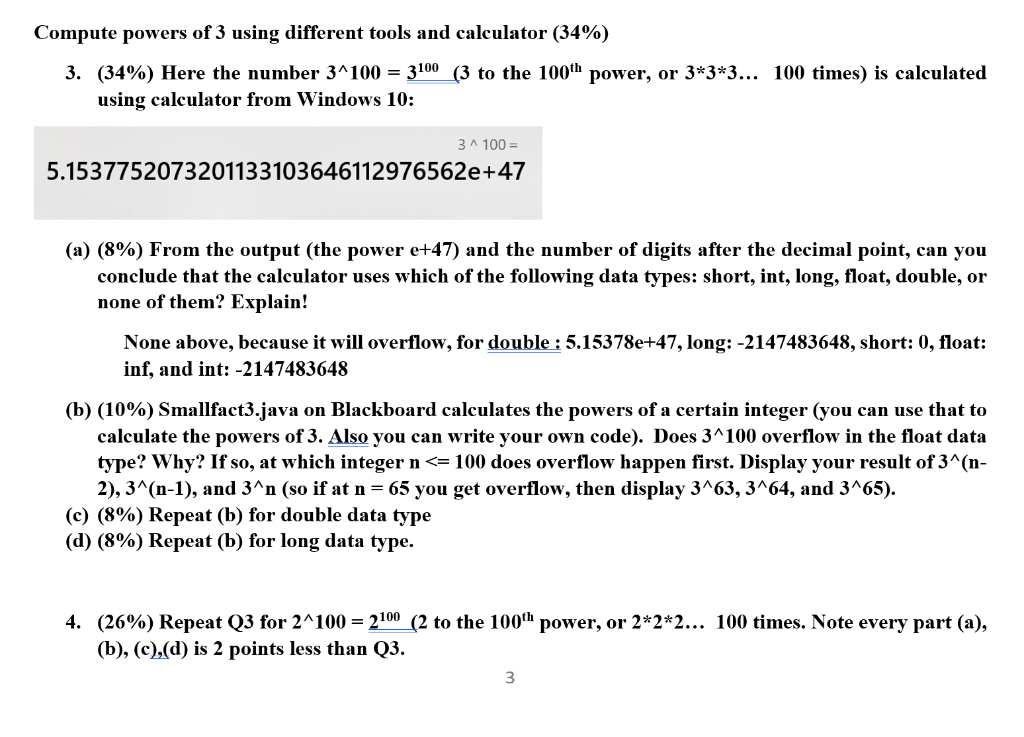 Solved Compute powers of 3 using different tools and | Chegg.com