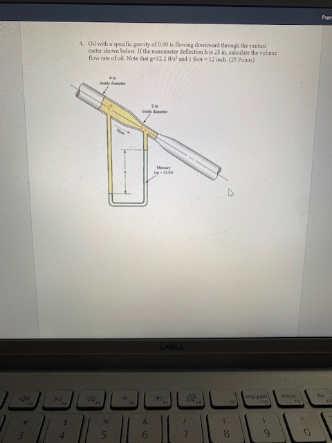 Solved 4. Oil with a specific gravity of 0.90 is flowing | Chegg.com