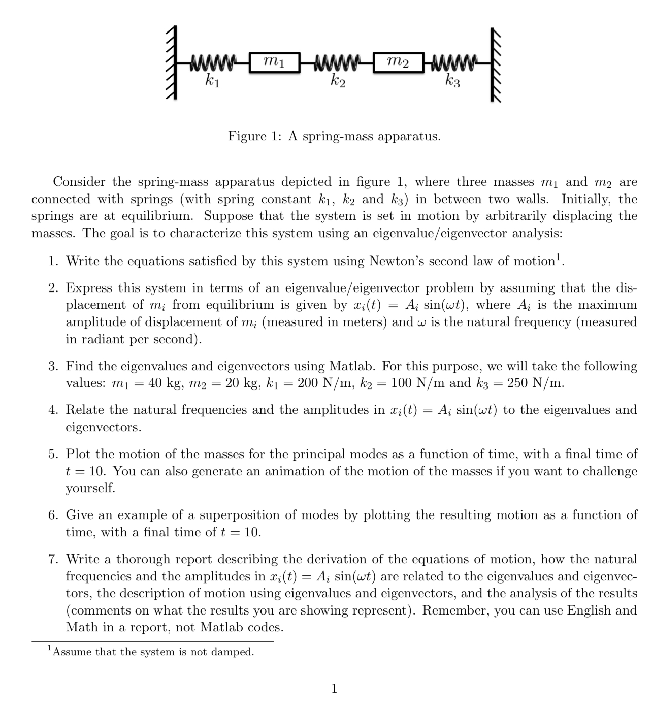 Solved Figure 1: A spring-mass apparatus.Consider the | Chegg.com