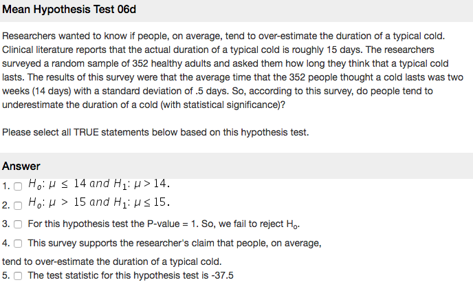 Solved Mean Hypothesis Test 06d Researchers Wanted To Know 6112