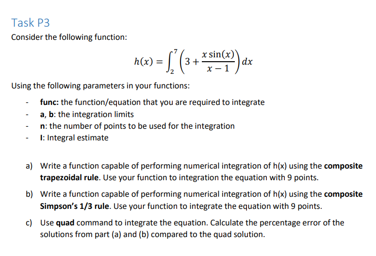 Solved Task P3 Consider the following function: | Chegg.com