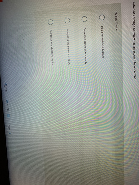 Solved Retained Earnings normally has an account balance | Chegg.com