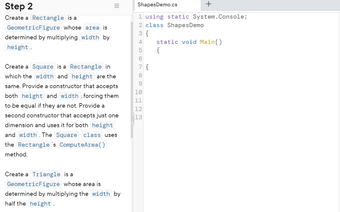 Solved Instructions = Shapes Demo.cs + Create an application | Chegg.com