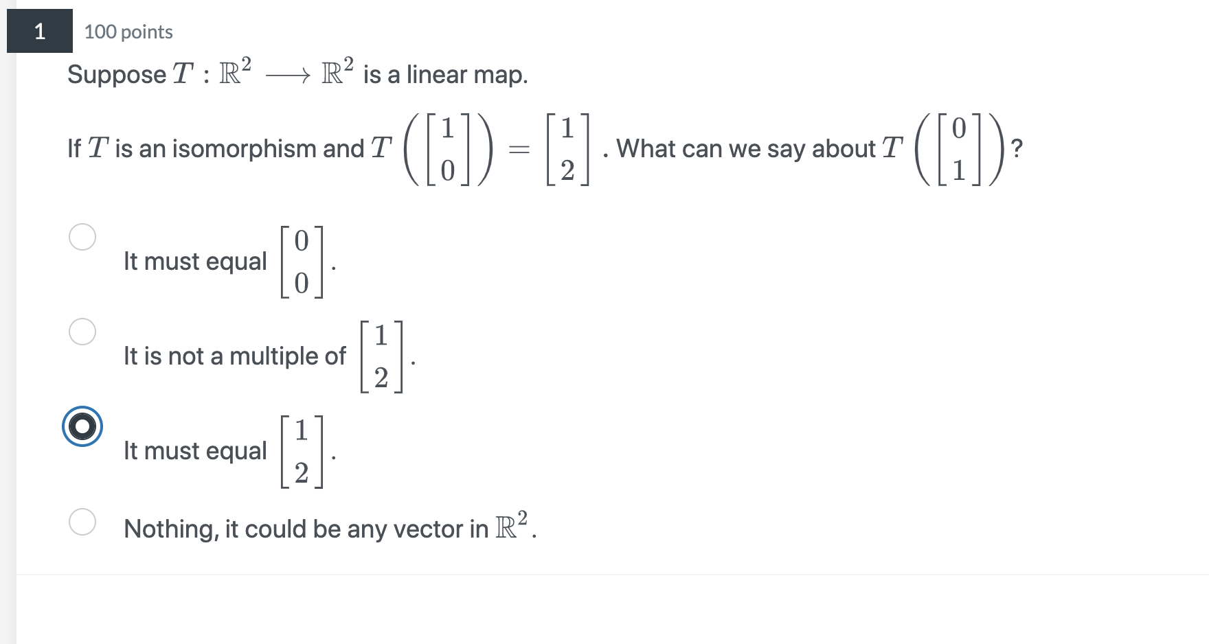 Solved Suppose T:R2 R2 is a linear map. If T is an | Chegg.com