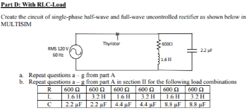 Solved Power Electronics Circuit with RLC-Load (not an | Chegg.com