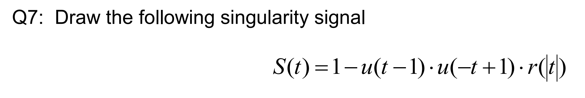 Solved Q7: Draw the following singularity signal S(t)=1- | Chegg.com