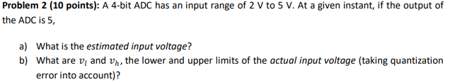 Solved Problem 2 10 Points A 4 Bit Adc Has An Input Range