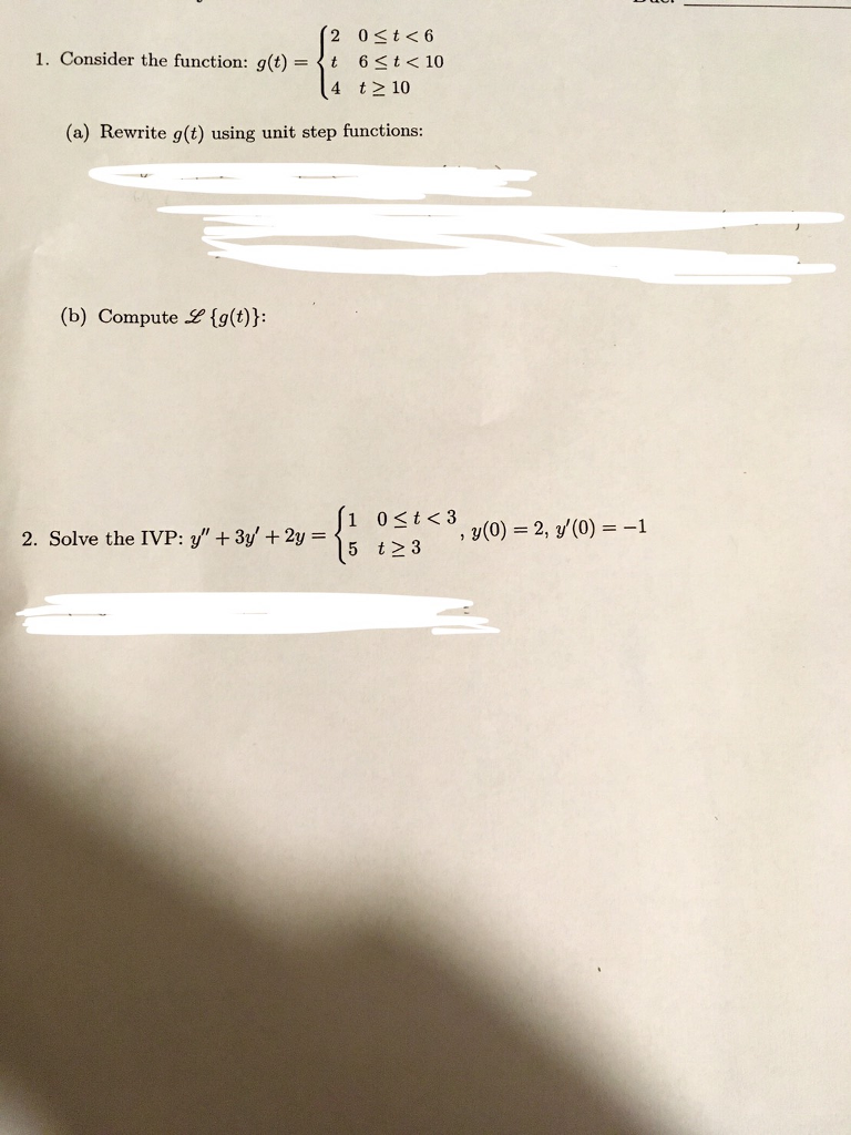 Solved 1. Consider the function: g(t)-t 6 t