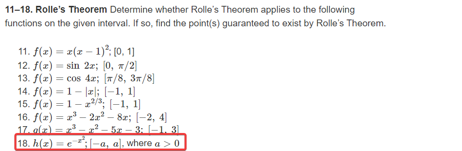 Solved 11-18. Rolle's Theorem Determine whether Rolle's | Chegg.com