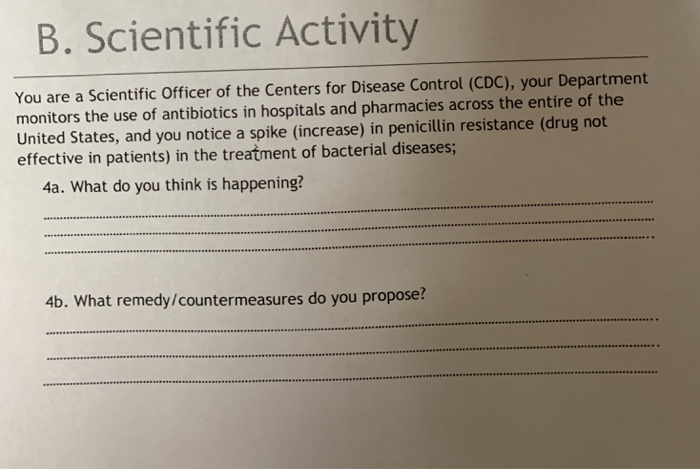Solved B. Scientific Activity You are a Scientific Officer | Chegg.com