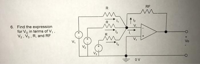 Solved RF 6. Find the expression for Vo in terms of V1 V2, | Chegg.com
