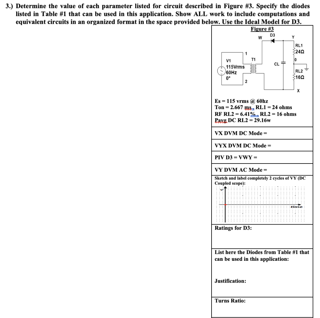 Solved 3.) Determine the value of each parameter listed for | Chegg.com