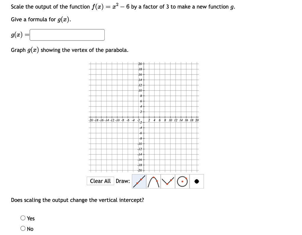Solved Scale the output of the function f(x)=x2−6 by a | Chegg.com