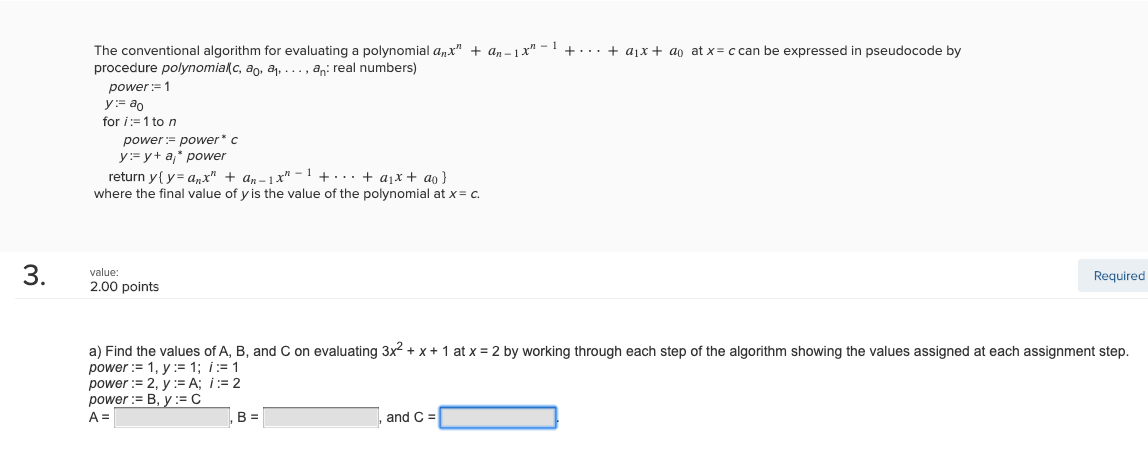 Solved + ... + ax + ao at x= c can be expressed in | Chegg.com