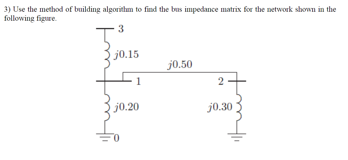 Solved find the bus impedance matrix for the network shown | Chegg.com