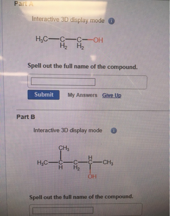 Solved Part D Interactive 3D display mode H2 H2H2 H2 Spell | Chegg.com