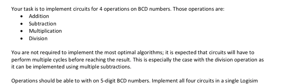 Your task is to implement circuits for 4 operations | Chegg.com