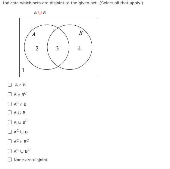 Solved Indicate which sets are disjoint to the given set. | Chegg.com
