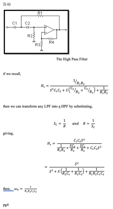 2) Derive the transfer functions of a Sallen-Key | Chegg.com