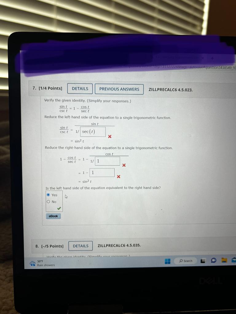Solved Verify the given identity. (Simplify your responses.) | Chegg.com