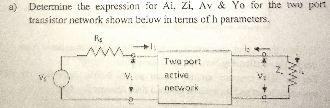 Solved Determine the expression for Ai, Zi, Av, & Yo for the | Chegg.com