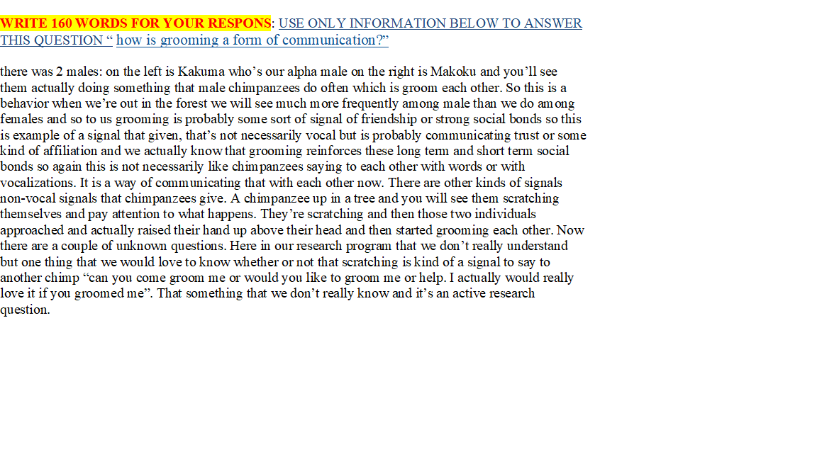 Solved WRITE 160 WORDS FOR YOUR RESPONS: USE ONLY | Chegg.com