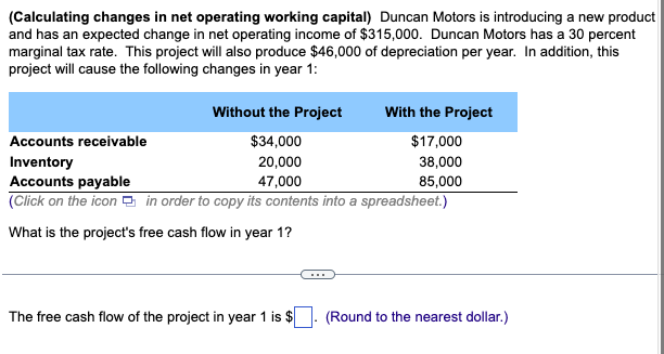 Solved (Calculating changes in net operating working | Chegg.com