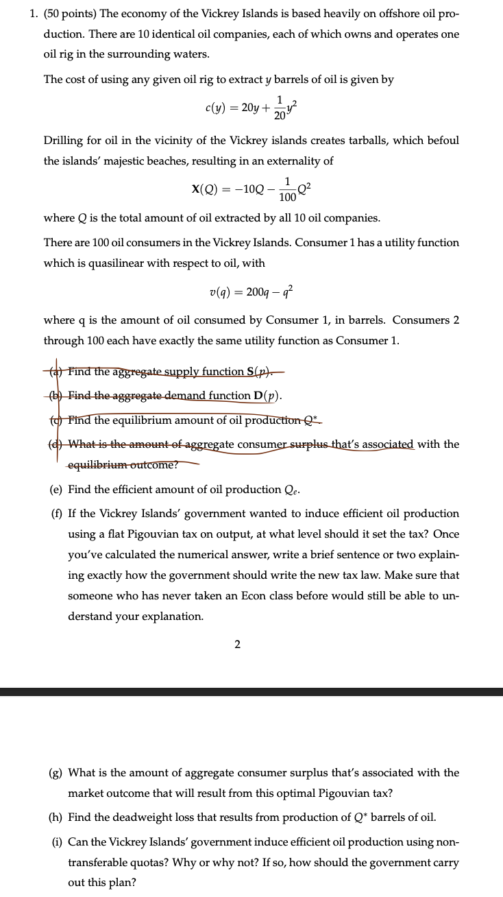 Solved 1. (50 ﻿points) ﻿The economy of the Vickrey Islands | Chegg.com